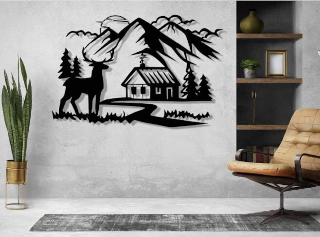 Nature Scene Svg Dxf Png Files , Laser Cut File , Deer Nature Farm ...
