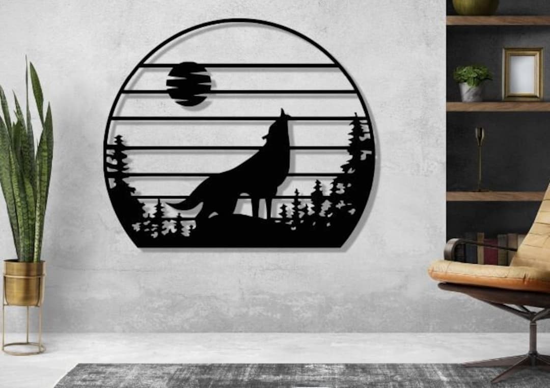 Wolf Scene Svg Dxf Png Files , Laser Cut File Wolf Roar Scene View ...