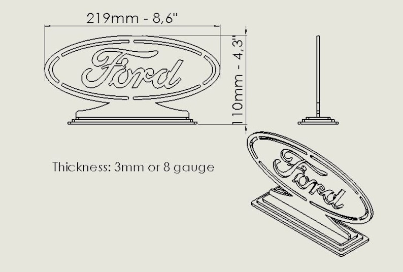 Ford Stand Svg Dxf Files Lser Cut File Ford Standing Plywood Acrylic ...