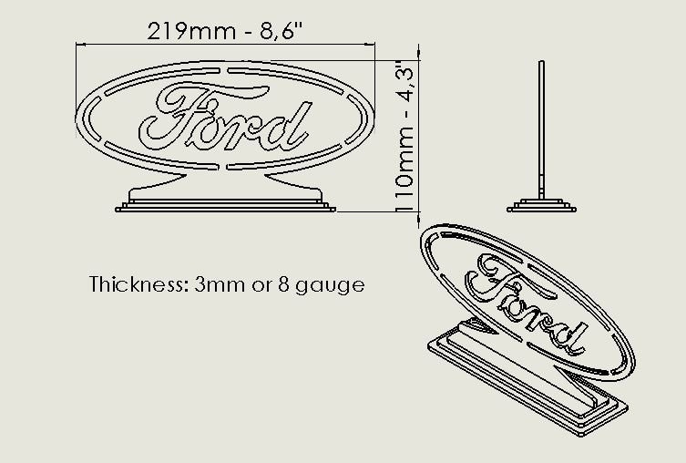 Ford Stand Svg Dxf Files Lser Cut File Ford Standing Plywood Acrylic ...