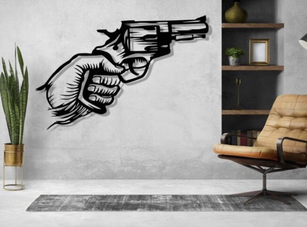 Gun Svg Dxf Png Files Laser Cut File Gun Hand Target Wall Art Decor for ...