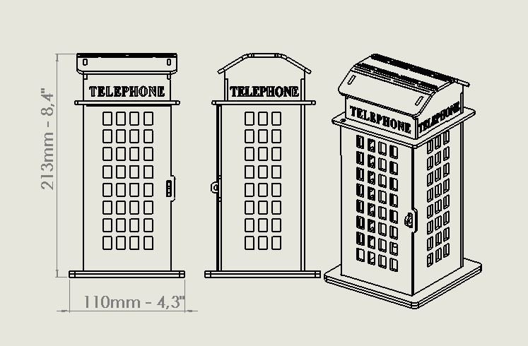 Telephone Booth Svg Dxf Files Laser Cut File Bristish Telephone Booth ...
