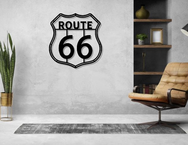 Route 66 Svg Dxf Png Files Laser Cut File Route Way American Wall Art ...