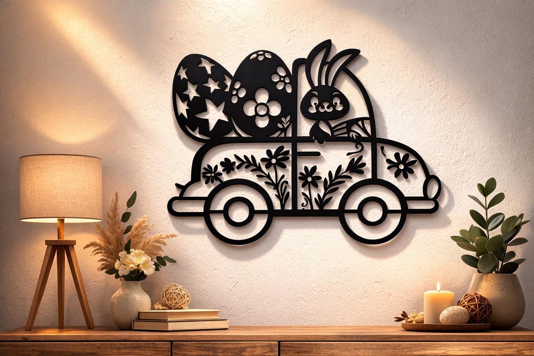 Easter Truck Svg Dxf Files Happy Easter Vector Cut File for Cnc Laser ...