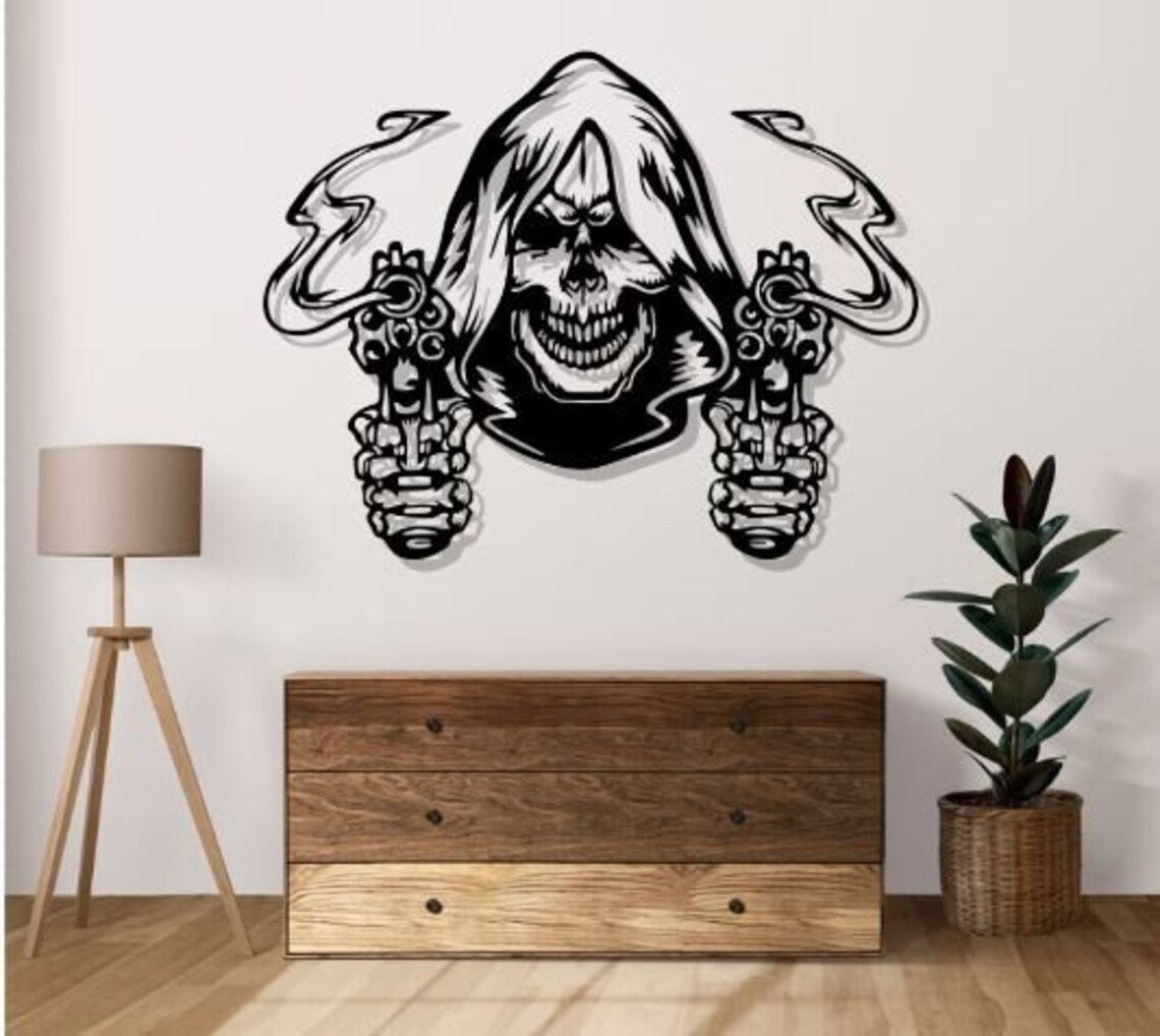 Revolver Skull Svg Dxf Png Files , Laser Cut File , Cricut Files ...