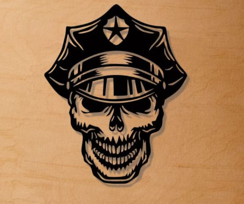 Police Svg Dxf Png Files , Laser Cut File Police Department Skull Face ...