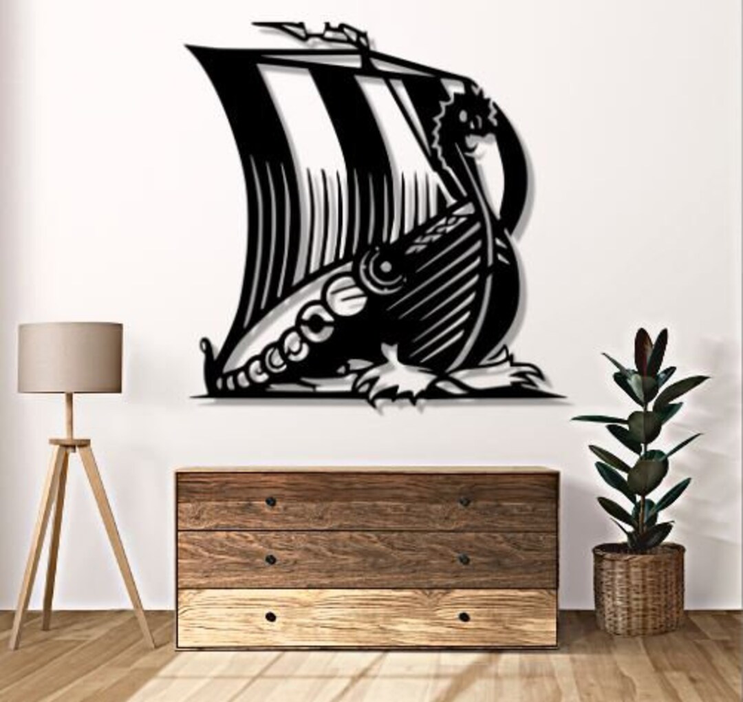 Viking Svg Dxf Png Fİles , Laser Cut , Viking Ship , Vintage , Wall Art ...