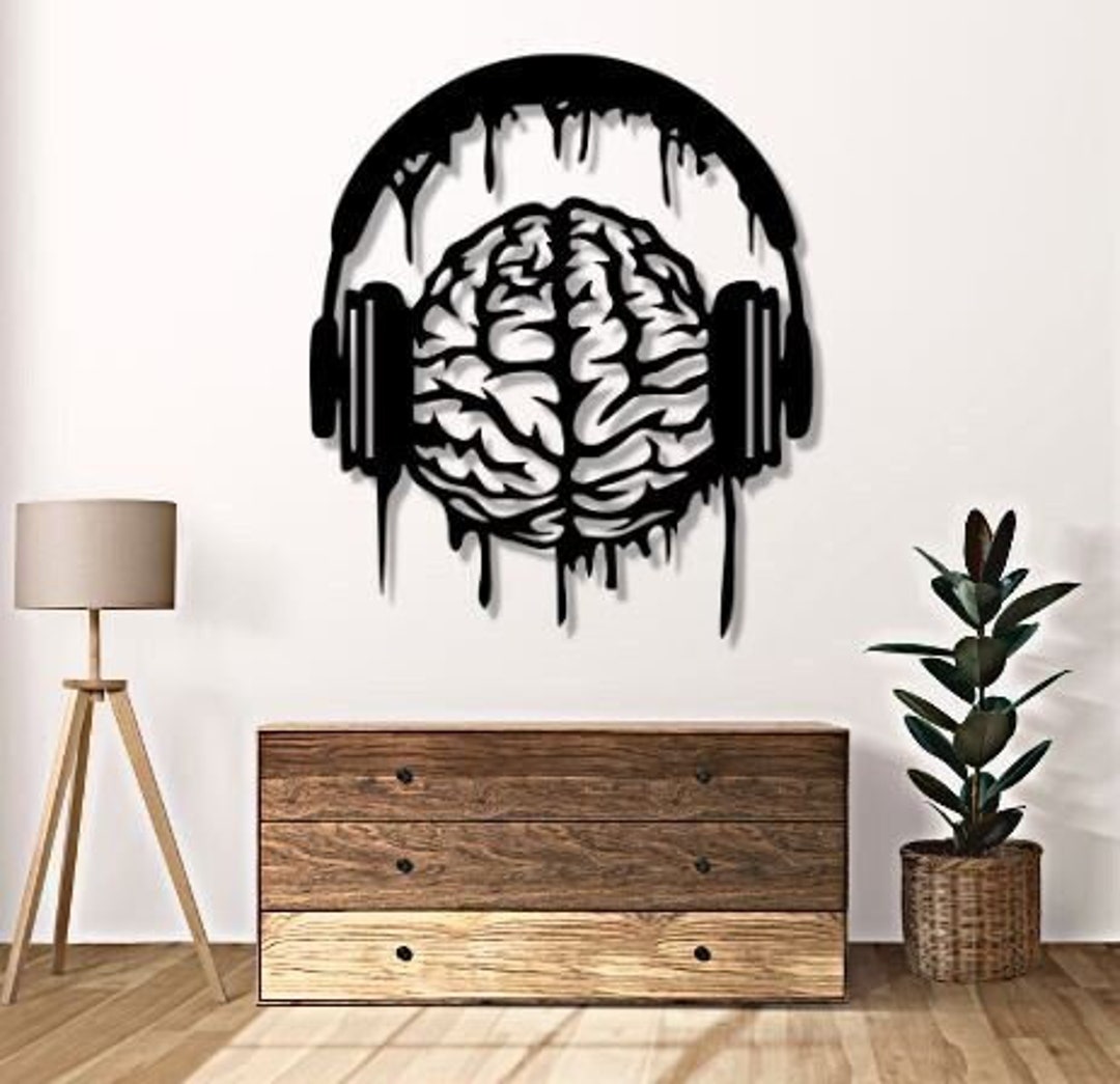 Brain Svg Dxf Png Files , Headphone , Wall Art , Laser Cut File ...