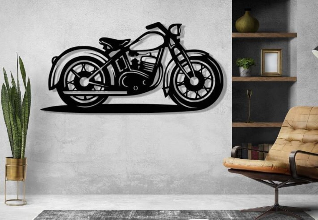 Motorcycle Svg Dxf Png Files , Laser Cut File Motorcycle Side View Wall ...