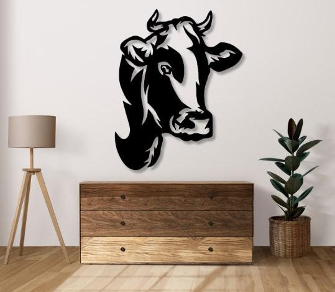 Cow Svg Dxf Png Files Farm Cow Head Cattle Ox Wall Art Cut File for Cnc ...