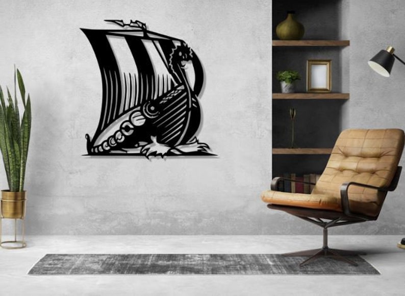 Viking Svg Dxf Png Fİles , Laser Cut , Viking Ship , Vintage , Wall Art ...