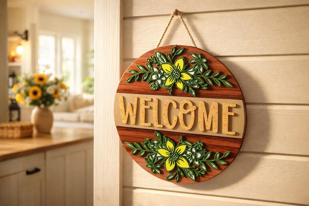 Welcome Sign Svg Dxf Files Multilayer Plywood Cut File for Laser ...