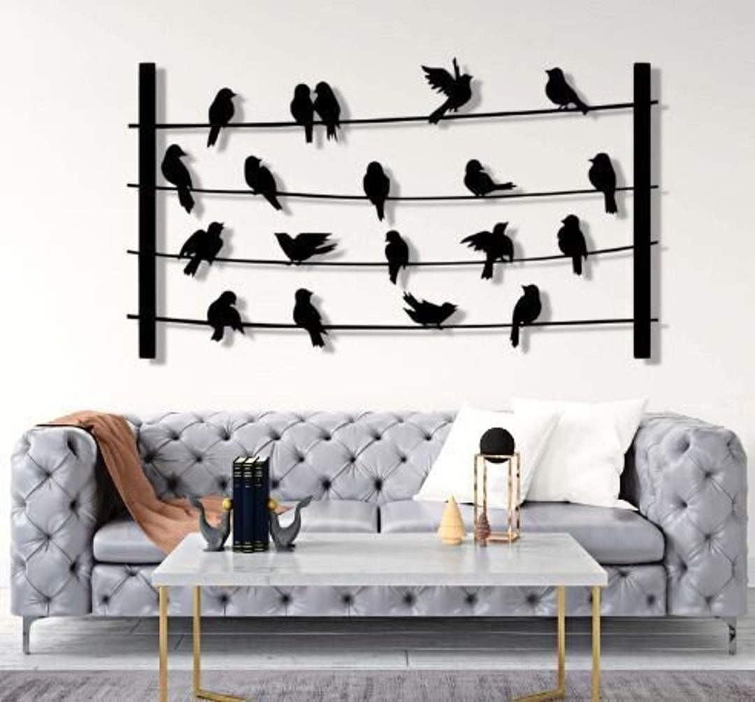 Birds Scene Svg Dxf Png Files , Laser Cut File , Birds on Wire , Wall ...