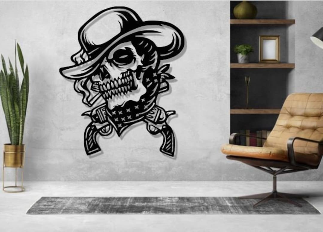 Cowboy Svg Dxf Png Files Laser Cut File Gangster Rascal Gun Guns Skull ...