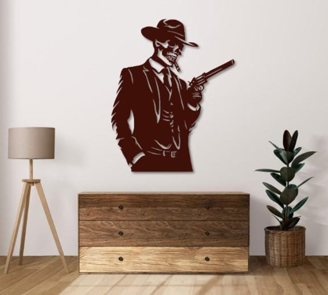 Mafia Skeleton Svg Dxf Files Skeletom Guns Vector Cut File for Cnc ...