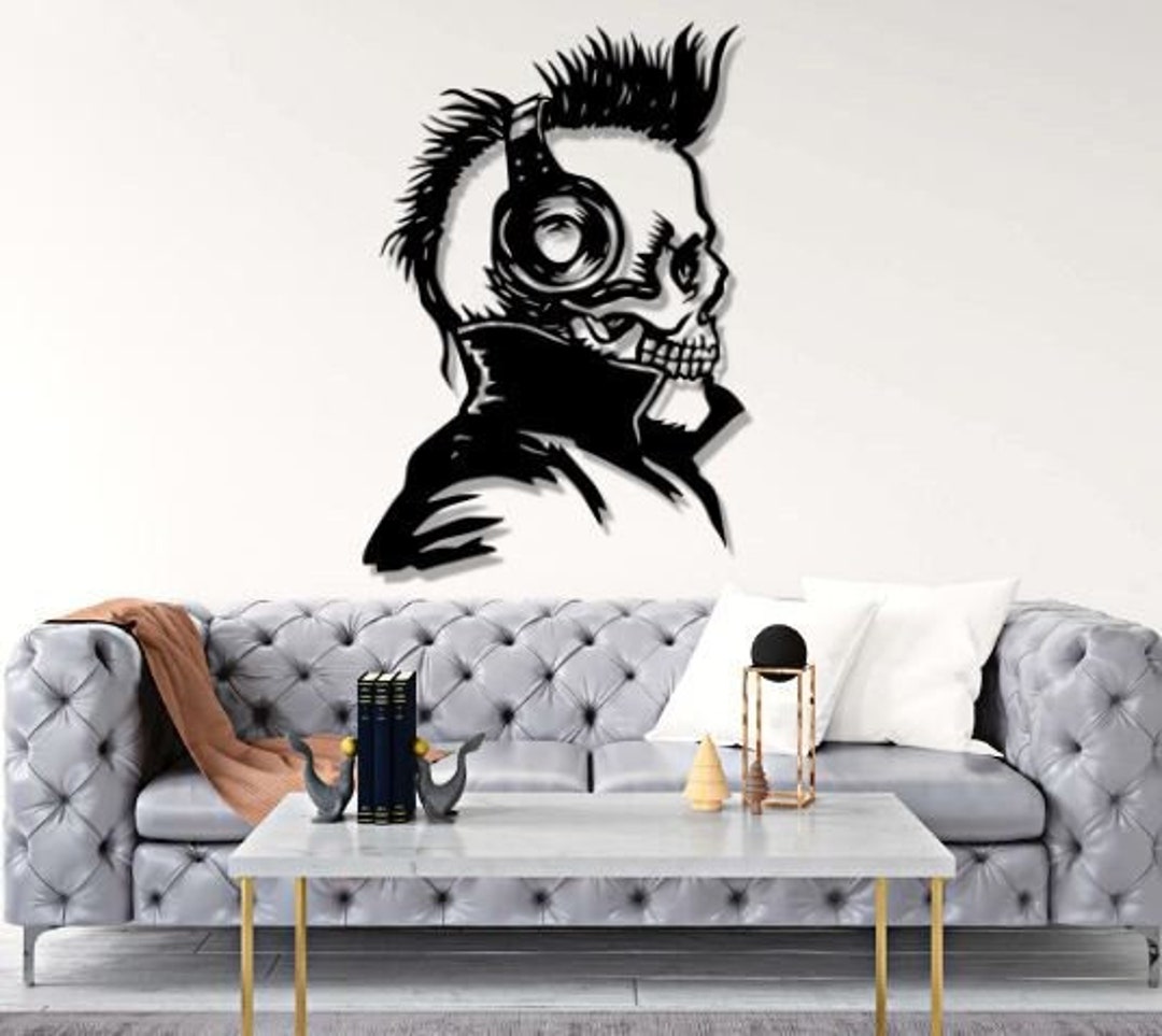 Mohawk Svg Dxf Png Files Laser Cut File Punk Hair Head Skull Headphone ...