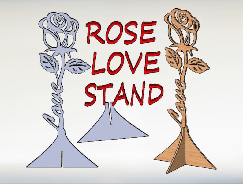Rose Stand Dxf Svg Files Laser Cut File Rose Love Valentines Day ...
