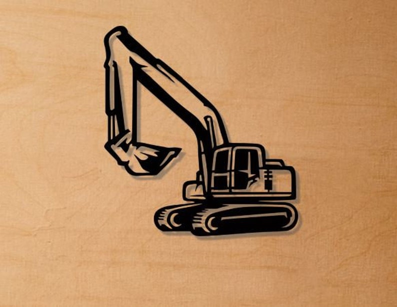 Excavator Svg Dxf Files , Laser Cutting Building Machine Vector Wall ...