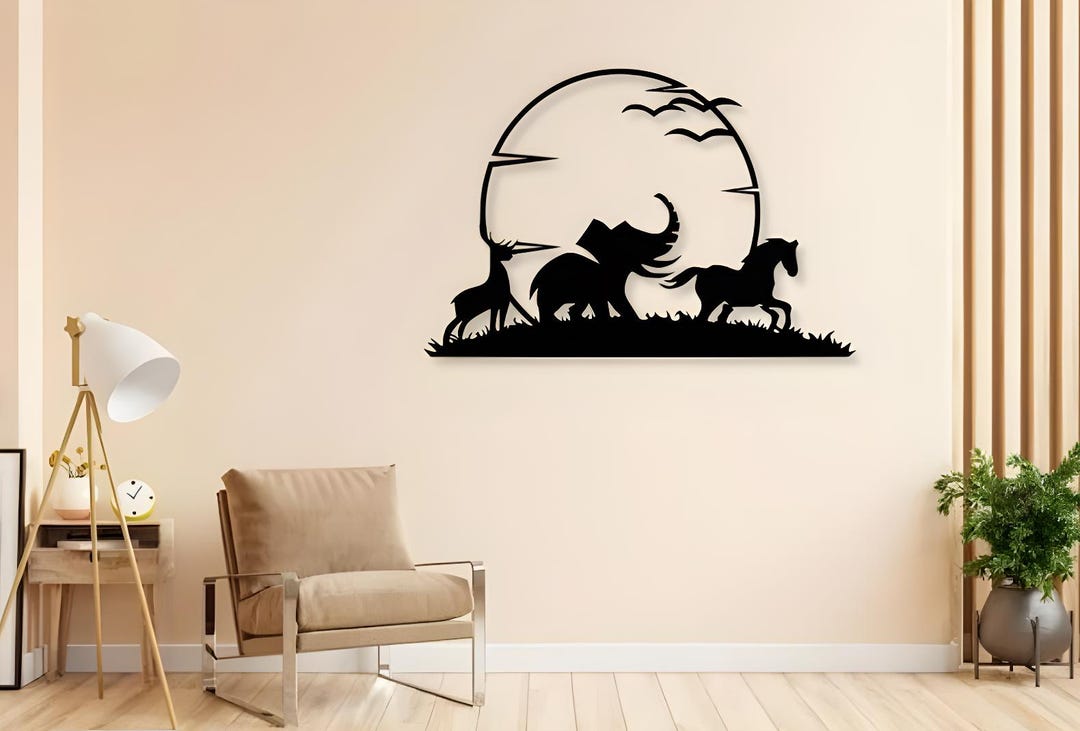 Safari Animals Scene SVG DXF, Laser Cut File, Wall Decor - Etsy