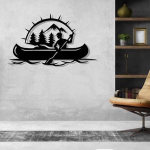 Canoe Svg Dxf Png Files , Laser Cut File , Canoe , Boat , Scene , Lake ...