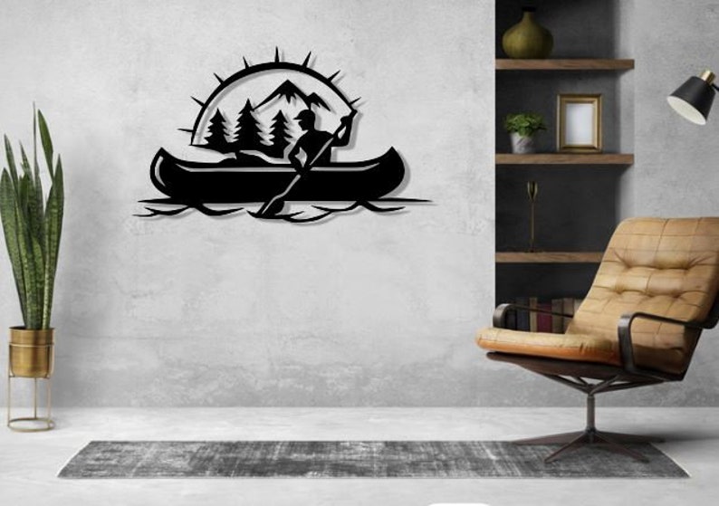 Canoe Svg Dxf Png Files , Laser Cut File , Canoe , Boat , Scene , Lake ...