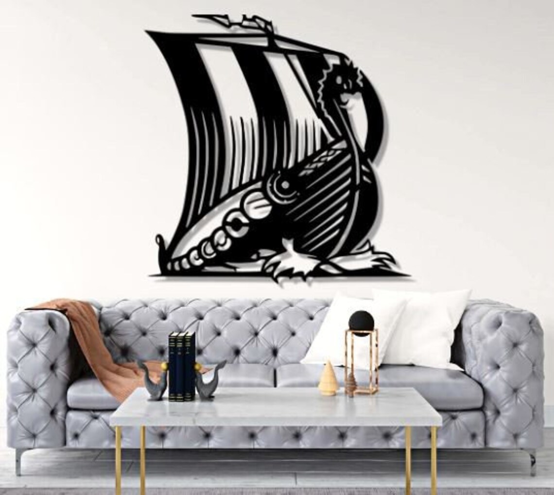 Viking Svg Dxf Png Fİles , Laser Cut , Viking Ship , Vintage , Wall Art ...