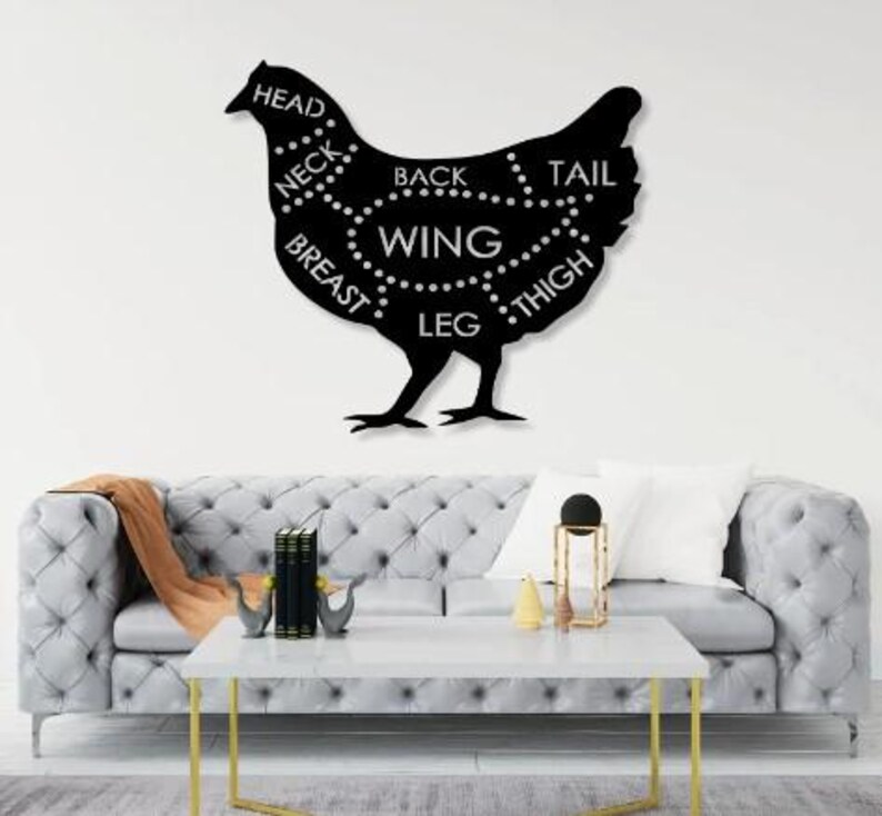 Chicken Svg Dxf Png Files Butcher Meat Chicken Wall Art Cut File for ...