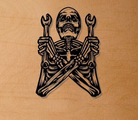 Skeleton Svg Dxf Png Files Laser Cut File Repairman Tool Wall Art ...