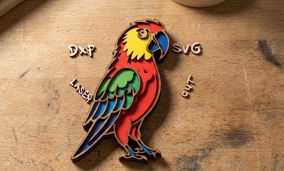 Parrot Multilayer Design, 3D Layer Vector Art (SVG, DXF) - Etsy