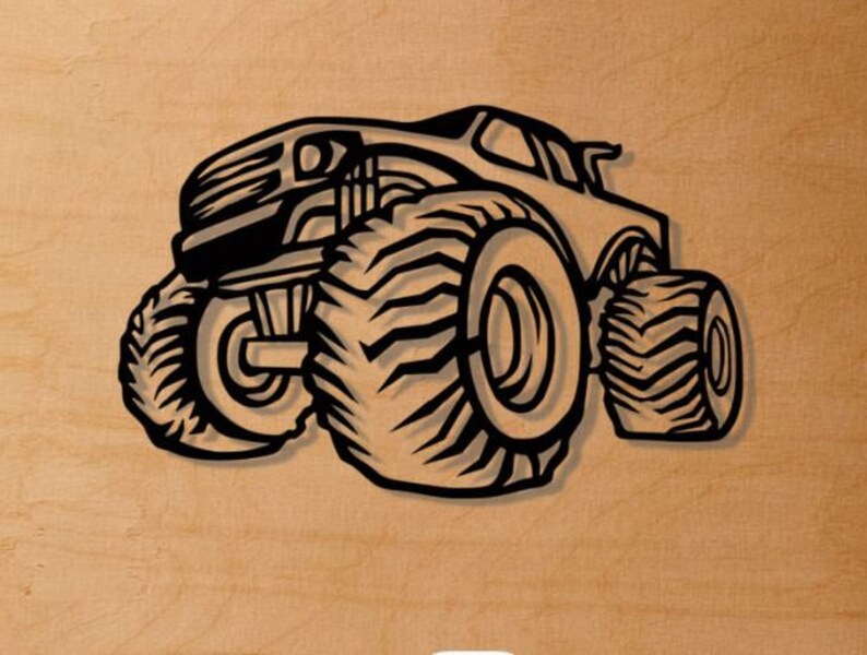 Monster Car Svg Dxf Png Fİles , Laser Cut File Monster Big Truck Wheel ...