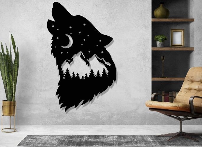 Wolf Scene Svg Dxf Png Files Laser Cut File Wolf - Etsy