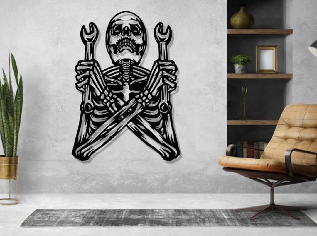 Skeleton Svg Dxf Png Files Laser Cut File Repairman Tool Wall Art ...