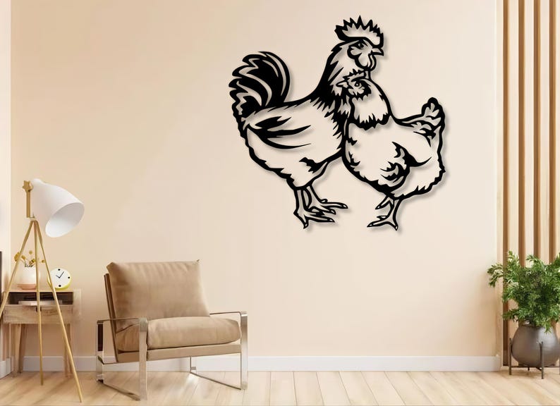 Rooster Chicken Vector Cut File, Laser, Plasma, Cricut (SVG, DXF, PNG ...