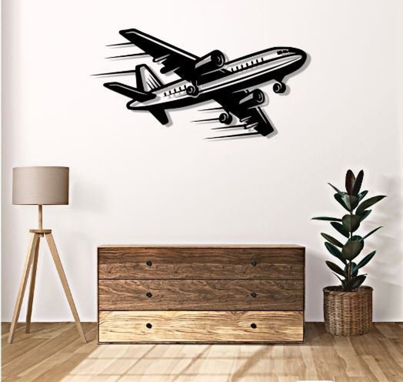 Plane Svg Dxf Png Files Laser Cut File Airplane Fly Wall Art Vectorel ...