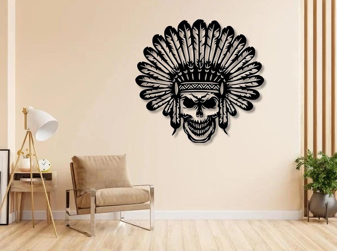 Native American Skull SVG DXF, Laser Cut File - Etsy