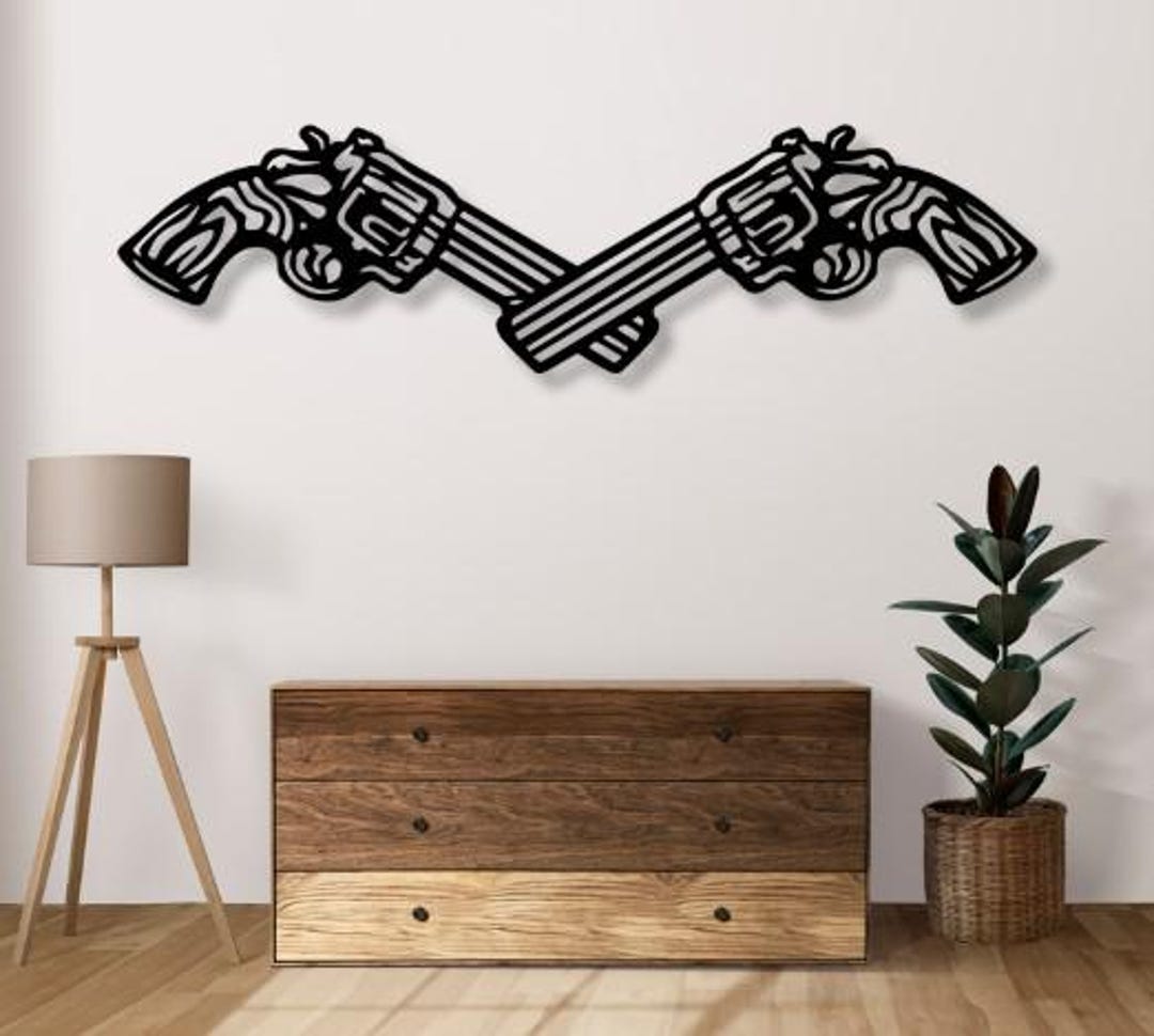 Pistols Svg Dxf Png Files Revolver Wall Art Vector Cut File for Cnc ...