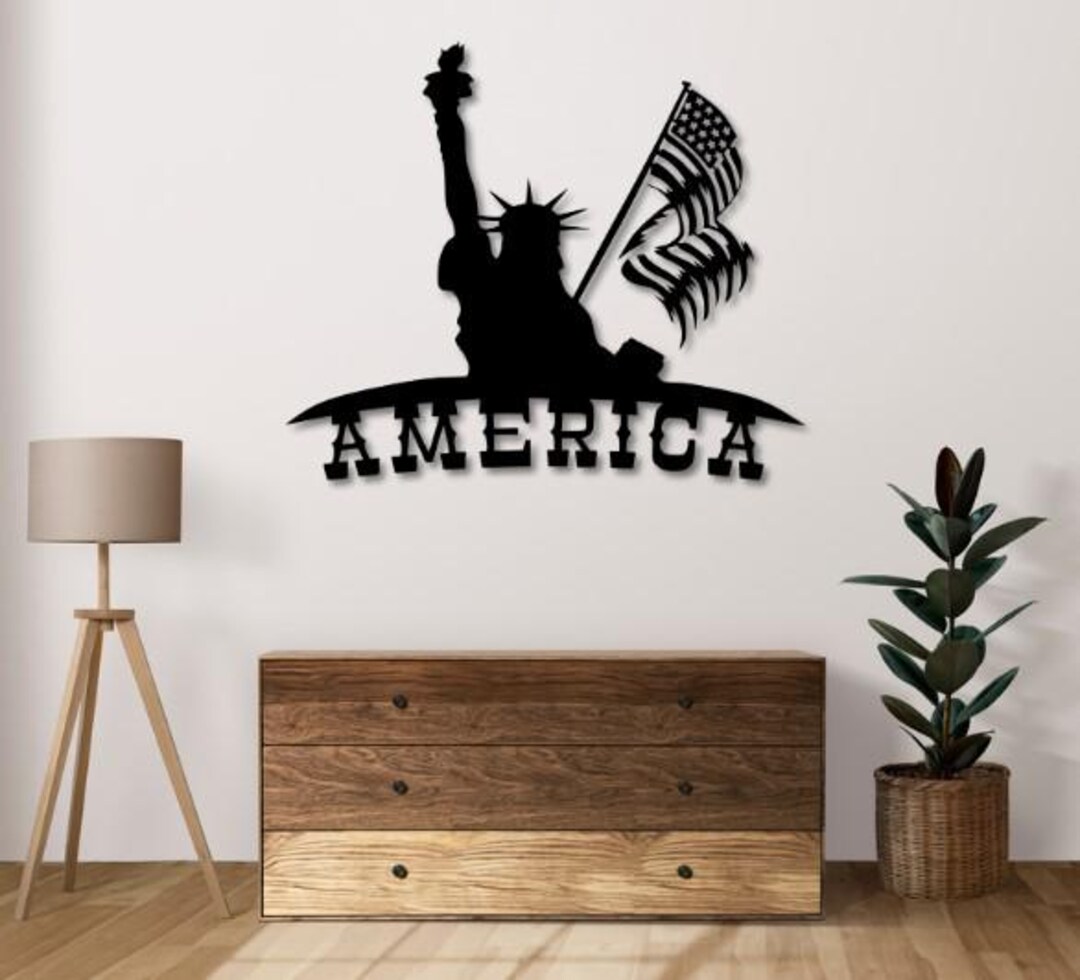 America Svg Dxf Files Laser Cut File Statue of Liberty Flag Cut File ...
