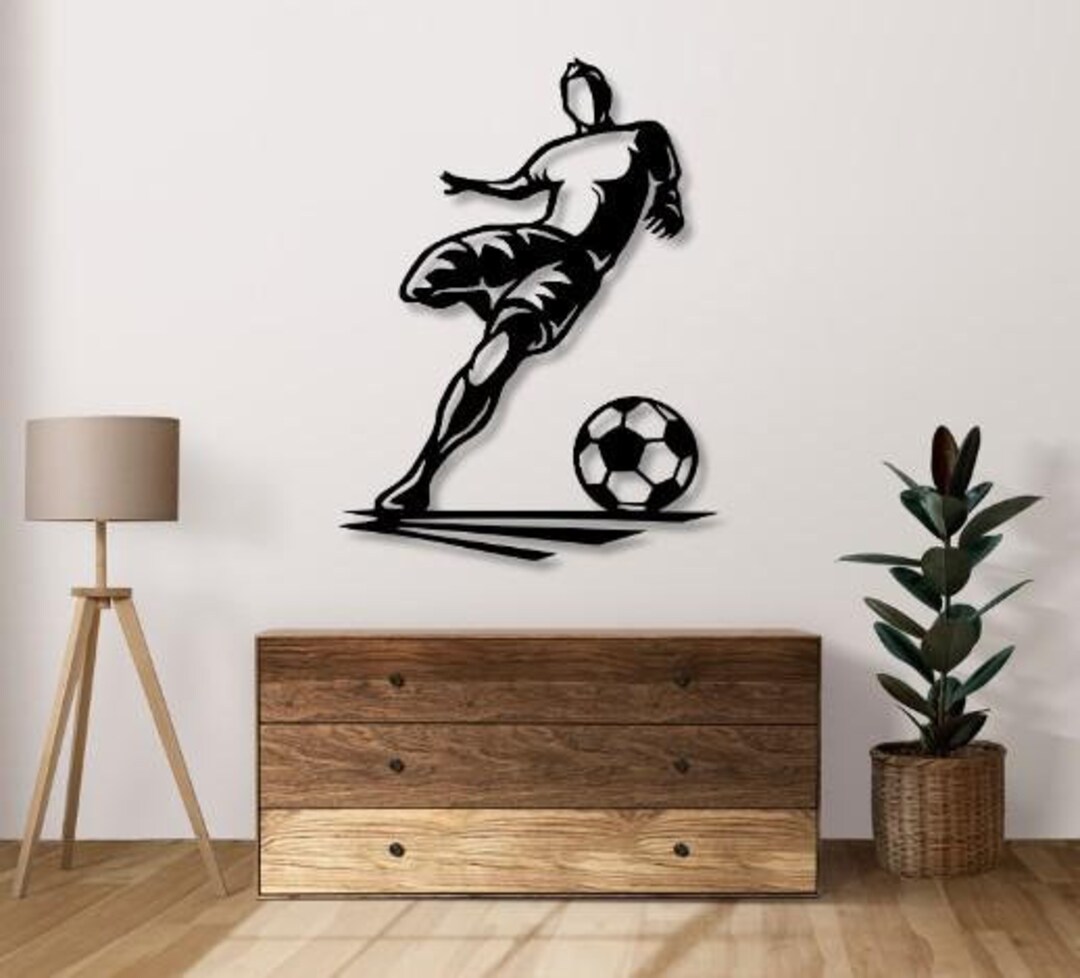 Soccer Svg Dxf Png Files Fottball Player Ball Cut File for Cnc Laser ...