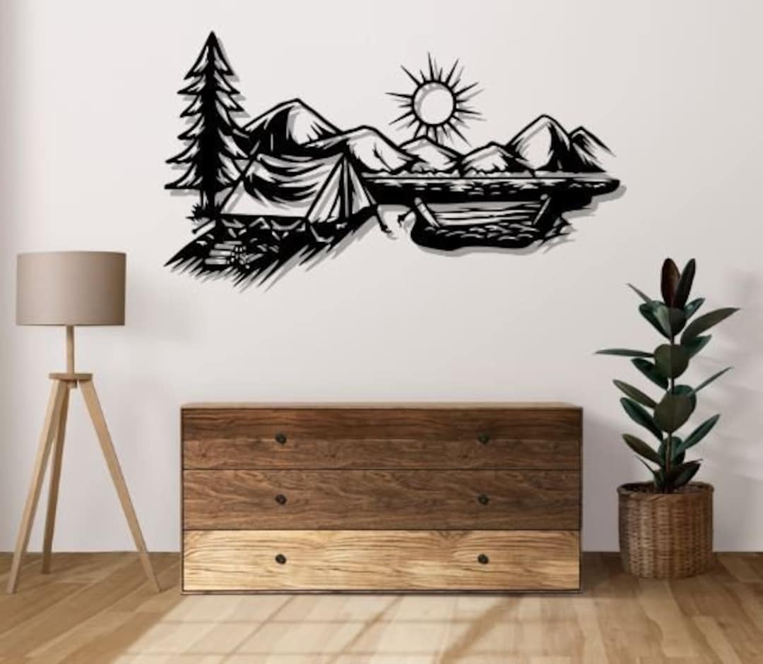 Landscape Scene Svg Dxf Files Nature Mountain Lake Cut File Wall Art ...