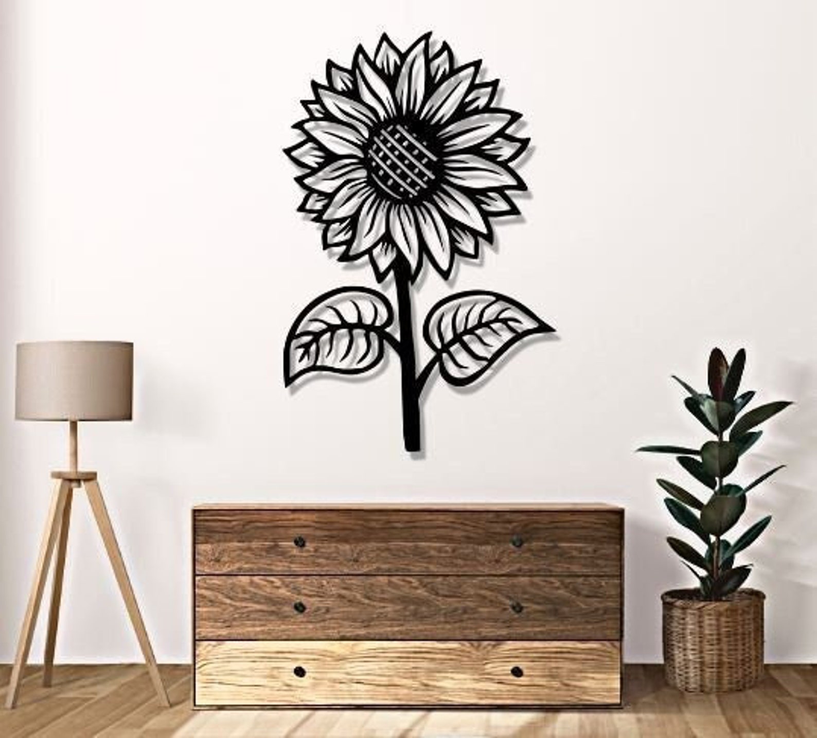 Sunflower Svg Dxf Png Files , Laser Cut File , Flower Leaves Wall Art ...