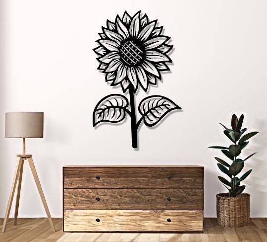 Sunflower Svg Dxf Png Files , Laser Cut File , Flower Leaves Wall Art ...