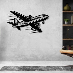 Plane Svg Dxf Png Files Laser Cut File Airplane Fly Wall Art Vectorel ...