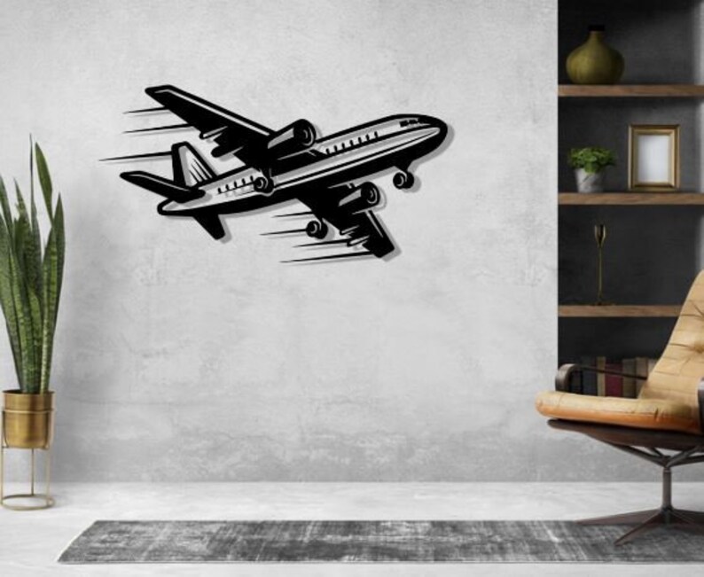Plane Svg Dxf Png Files Laser Cut File Airplane Fly Wall Art Vectorel ...