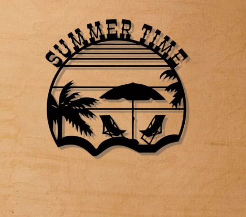 Summer Svg Dxf Png Files Laser Cut File Palm Trees Sand Beach Sea Wall ...