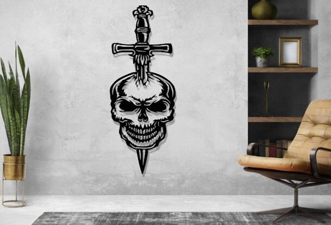 Skull Sword Svg Dxf Png Files , Laser Cut File , Skull Head Face Sword ...