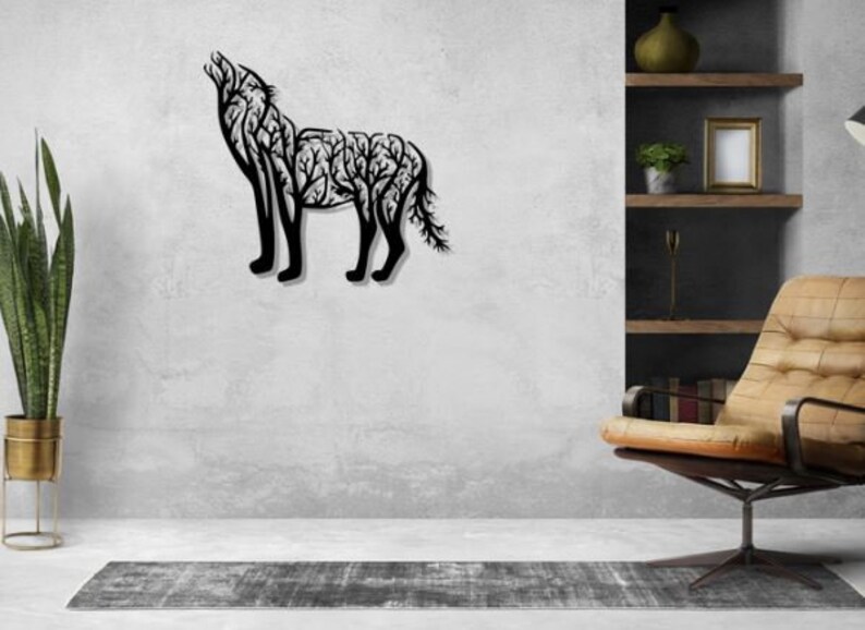 Wolf Svg Dxf Png Files , Wolf , Trees , Branch , Wall Art , Laser Cut ...