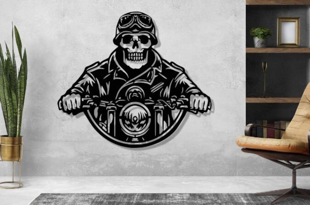 Rider Svg Dxf Png Files , Laser Cut File , Skeleton Riding Motorcycle ...