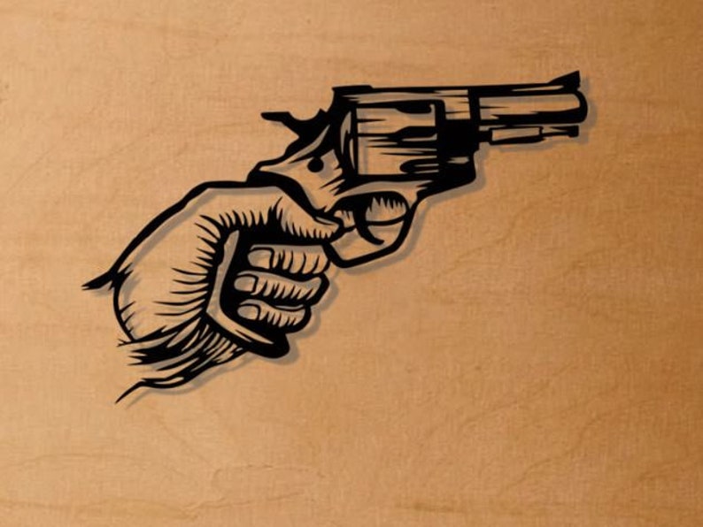 Gun Svg Dxf Png Files Laser Cut File Gun Hand Target Wall Art Decor for ...