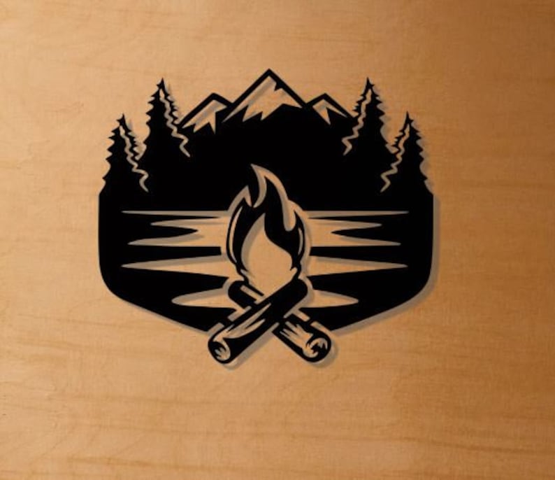 Camping Fire Svg Dxf Files , Laser Cutting , Lake River Mountain Nature ...