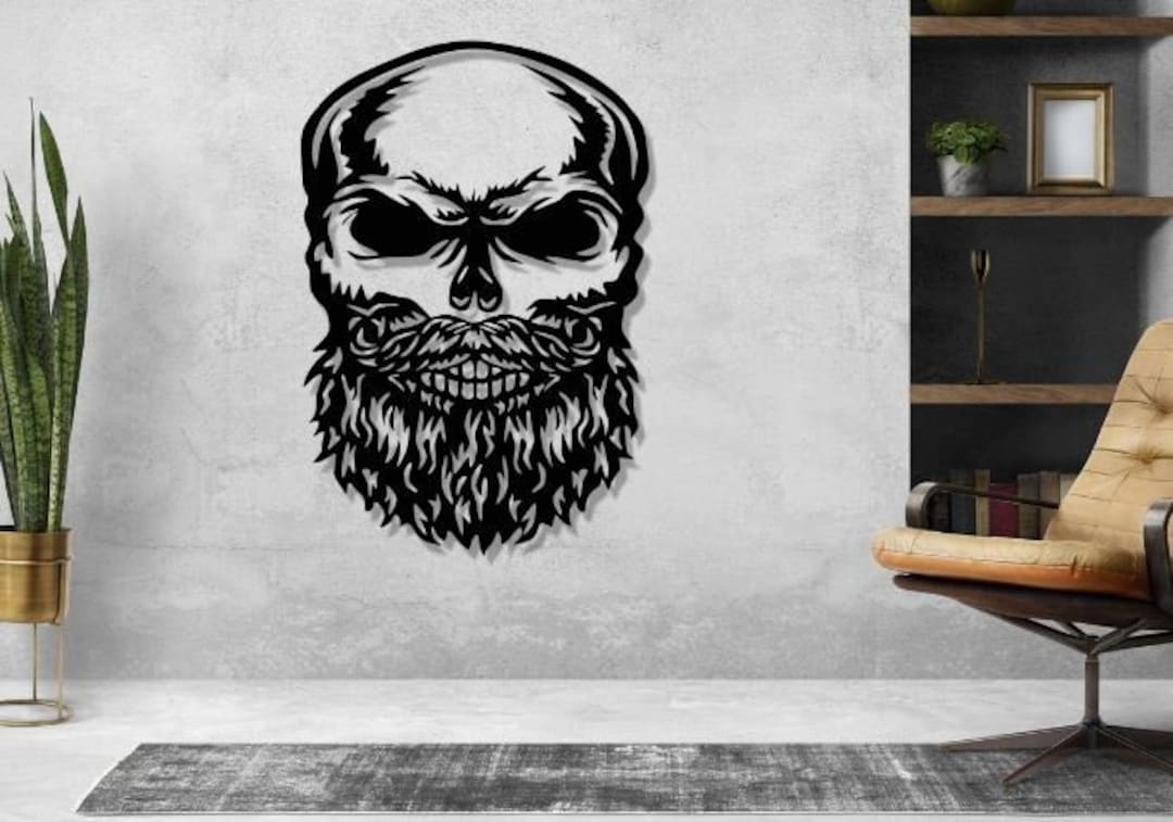 Skull Beard Svg Dxf Files , Laser Cut File , Beard Barber Skull Face ...